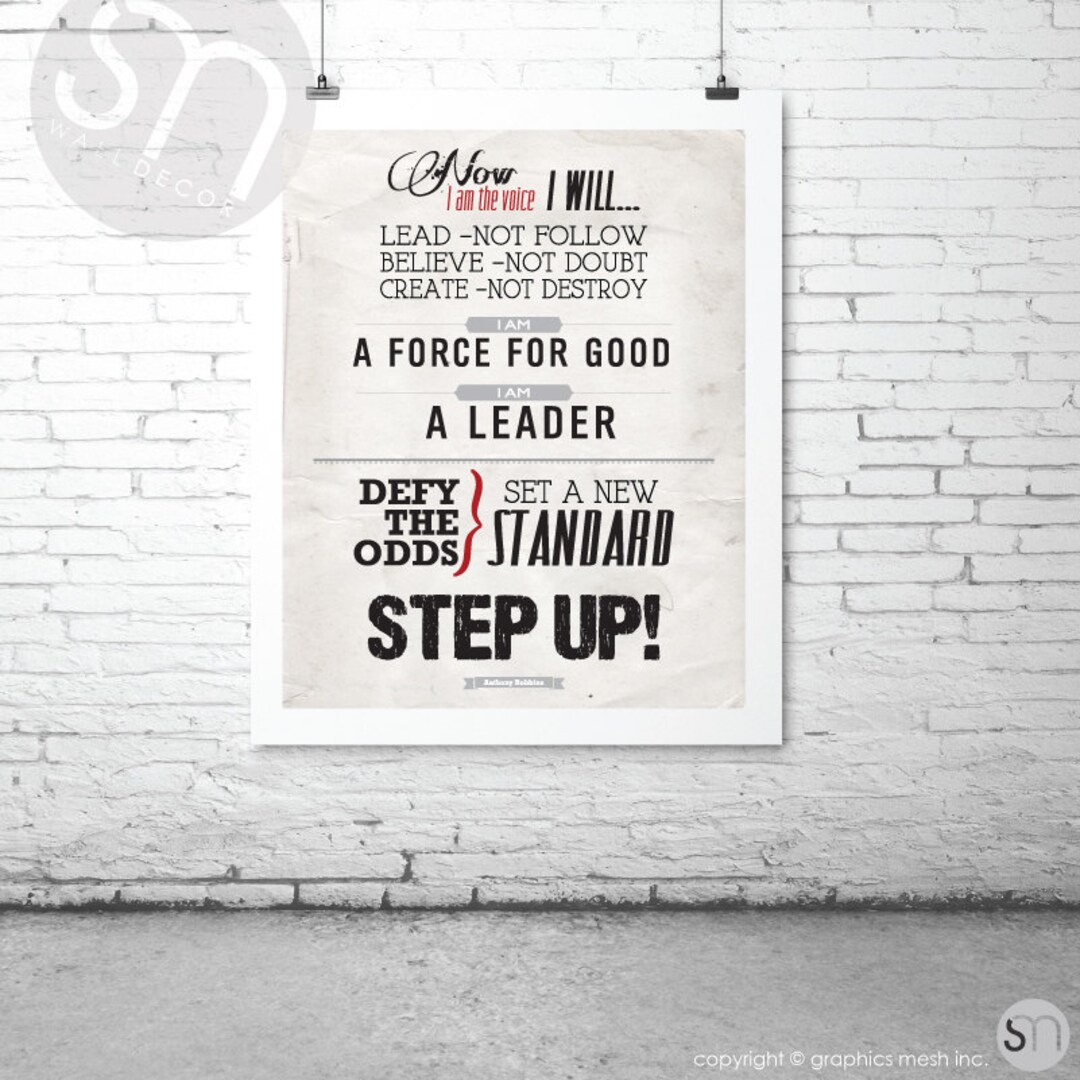 STEP UP! Tony Robbins Motivational Poster - Instant DOWNLOAD ...