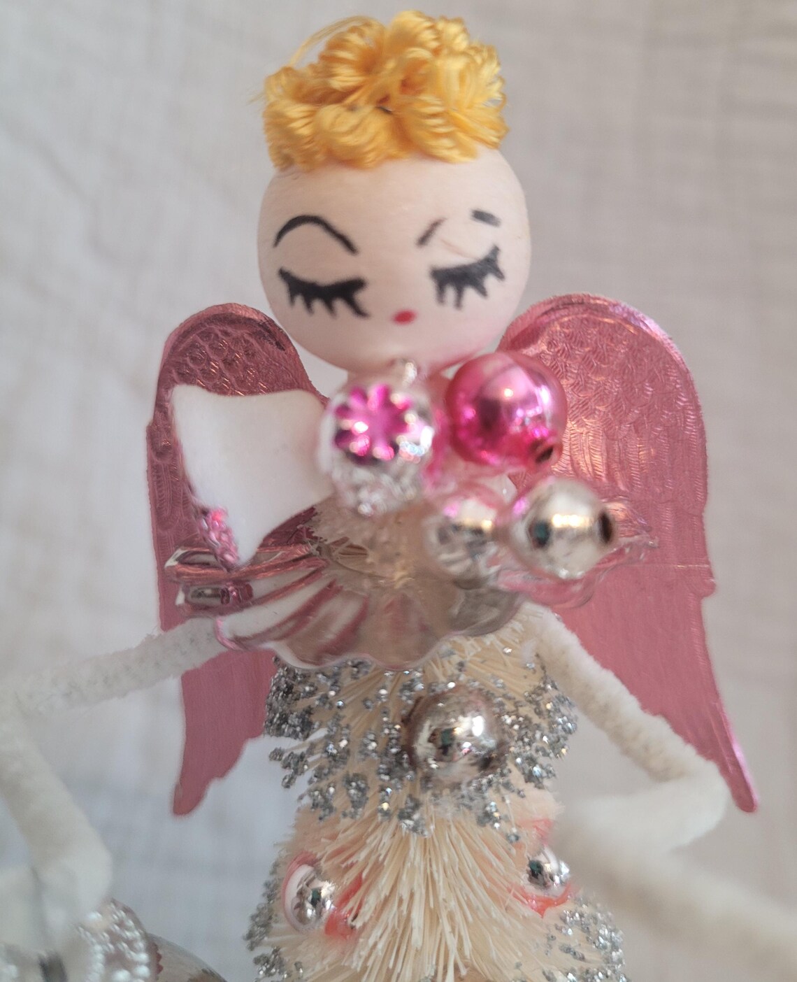 Handmade Pink &silver Christmas Angel Tree on Aluminum Mold Base Using ...