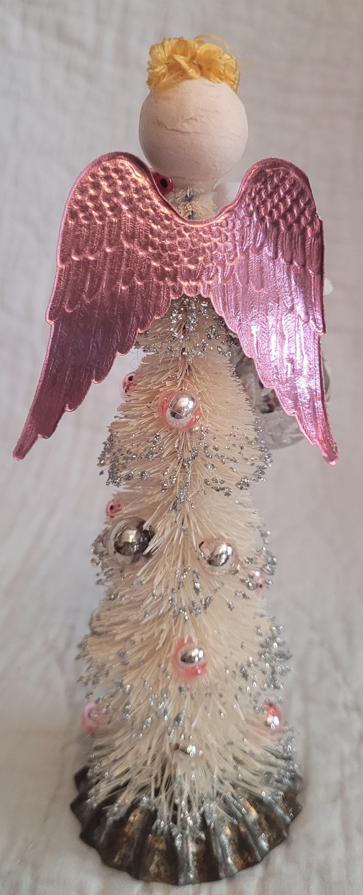 Handmade Pink &silver Christmas Angel Tree on Aluminum Mold Base Using ...