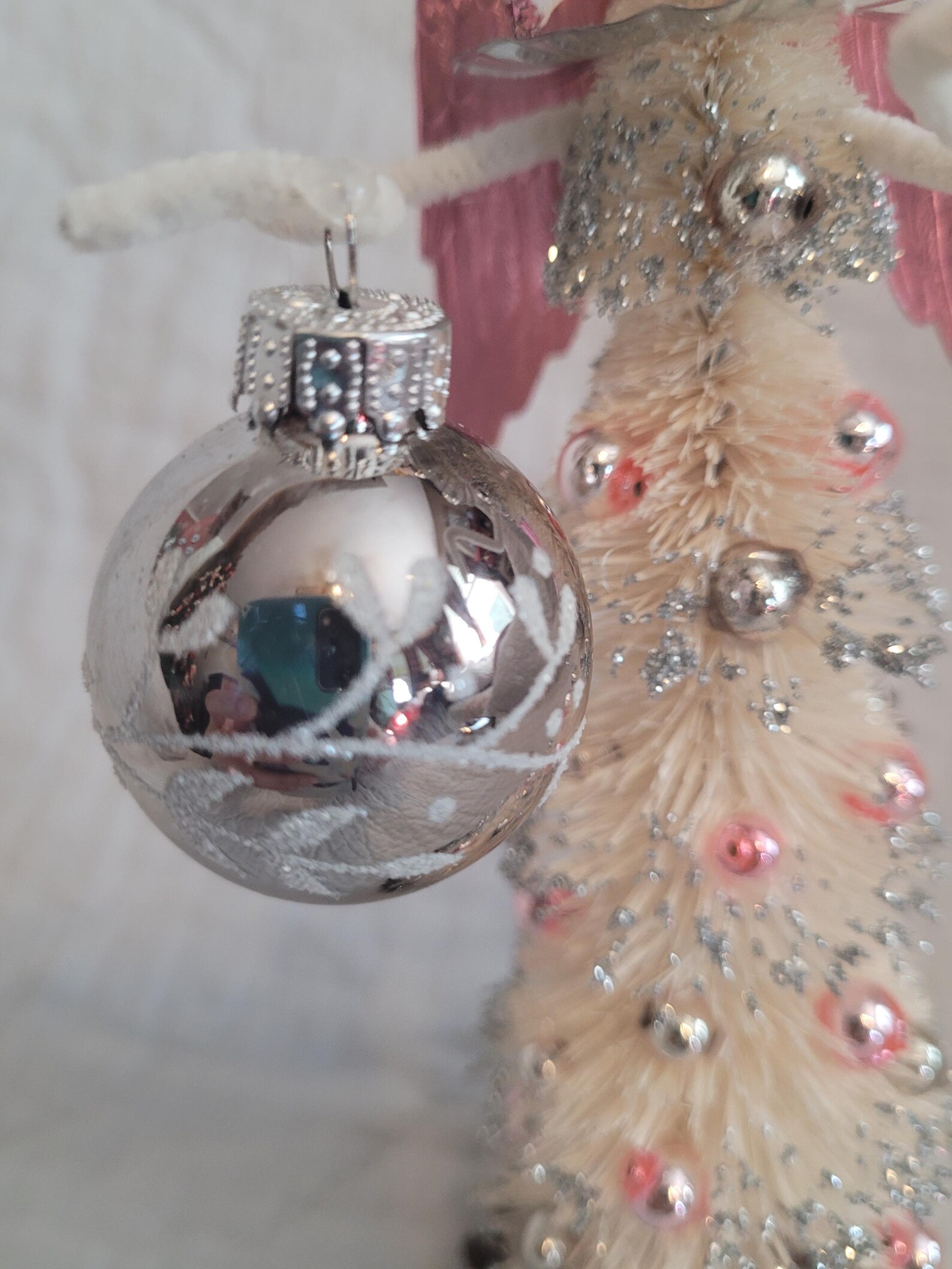 Handmade Pink &silver Christmas Angel Tree on Aluminum Mold Base Using ...