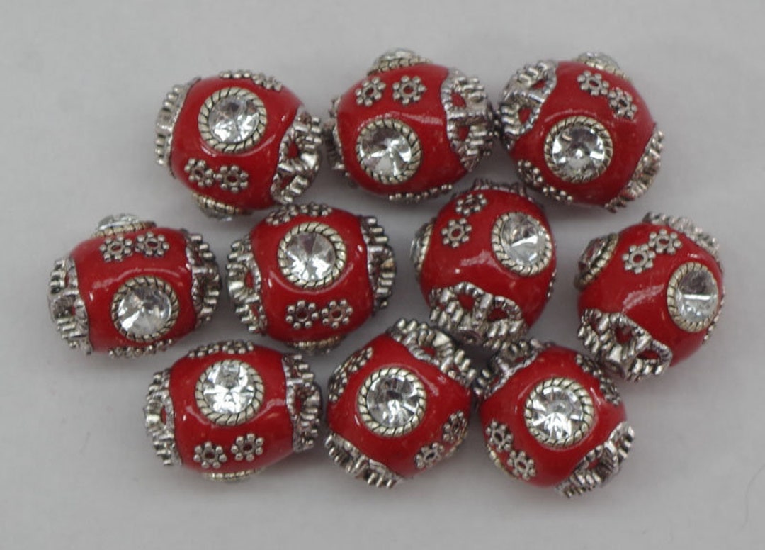 RED INDONESIA BEADS 2, 20mm Big Red Beads, Tribal Beads, Ethnic Bead ...