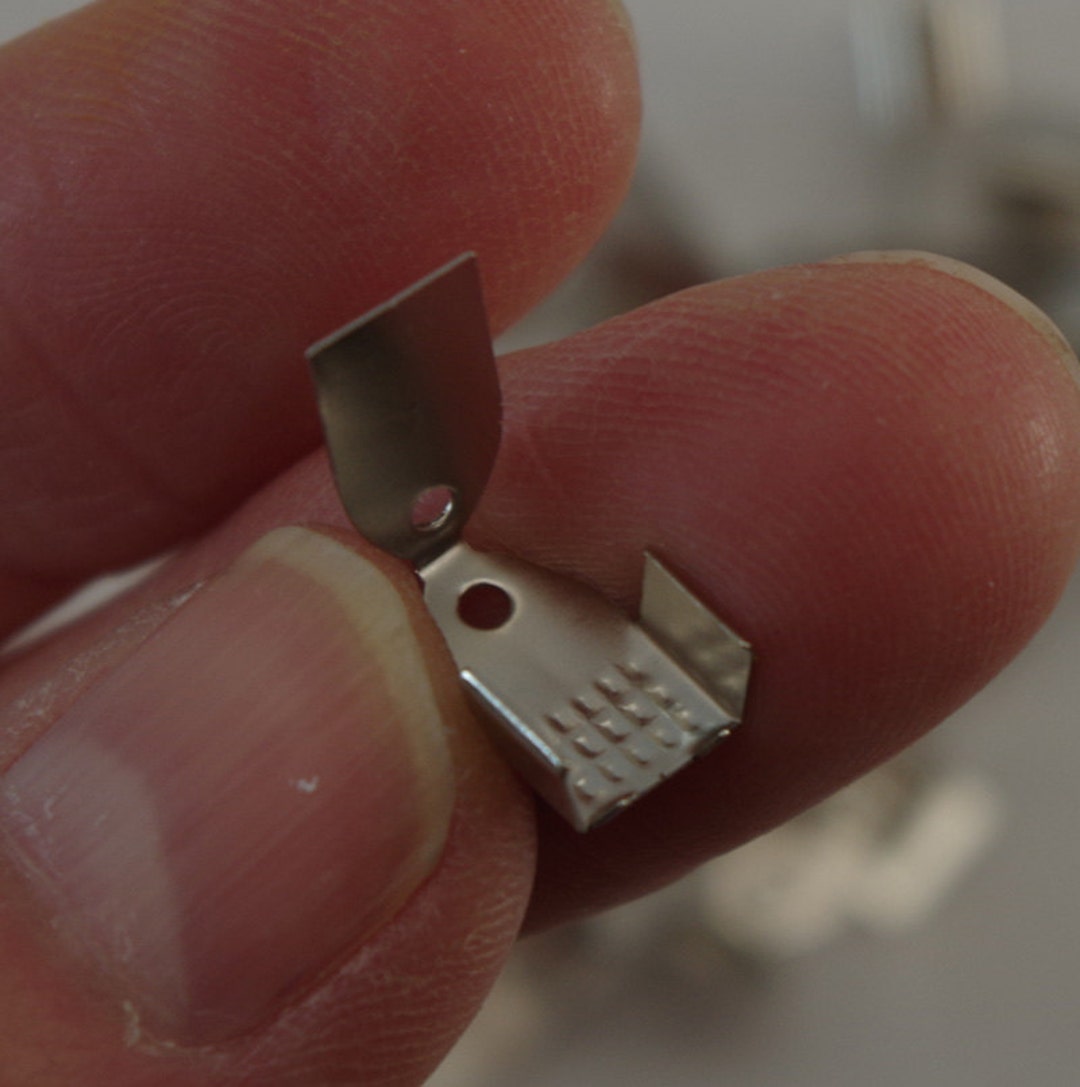 FOLD OVER CRIMP Fasteners, 20 Beading Supplies, Bead End Cap Fastener ...