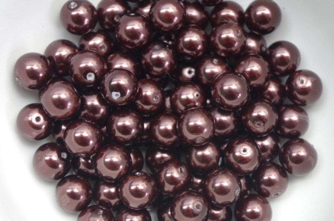 40 BROWN PEARLS Glass 8mm Pearls Beads Destash Craft - Etsy