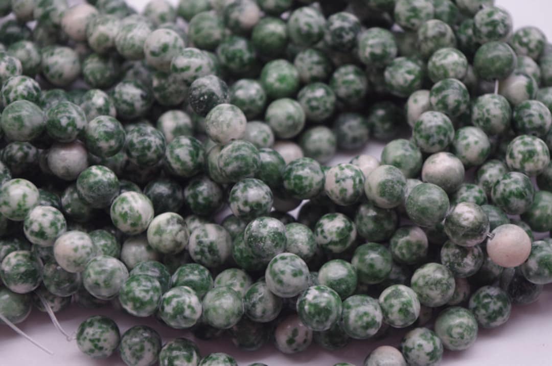 GREEN SPOT STONE, 1 Strand, 8mm Round Bead, Beading Supplies ...