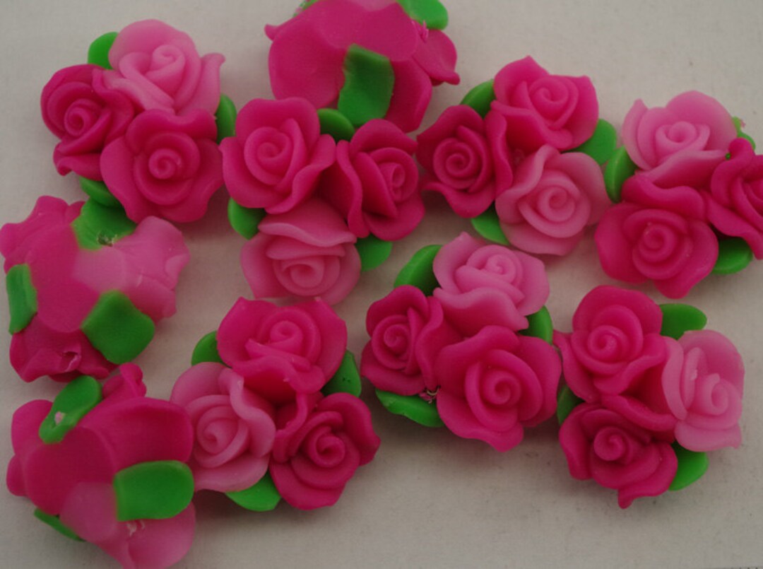 POLYMER ROSE BEADS 2, Clay Rose, Beading Destash, Beading Supplies ...