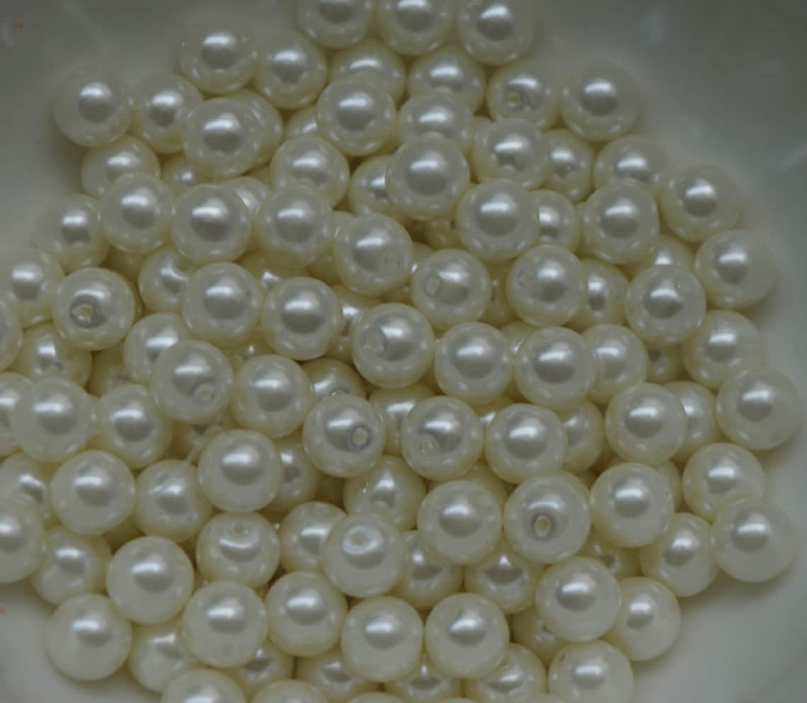 40 CREAMY WHITE PEARLS Glass 12mm Big White Glass Pearls - Etsy Australia