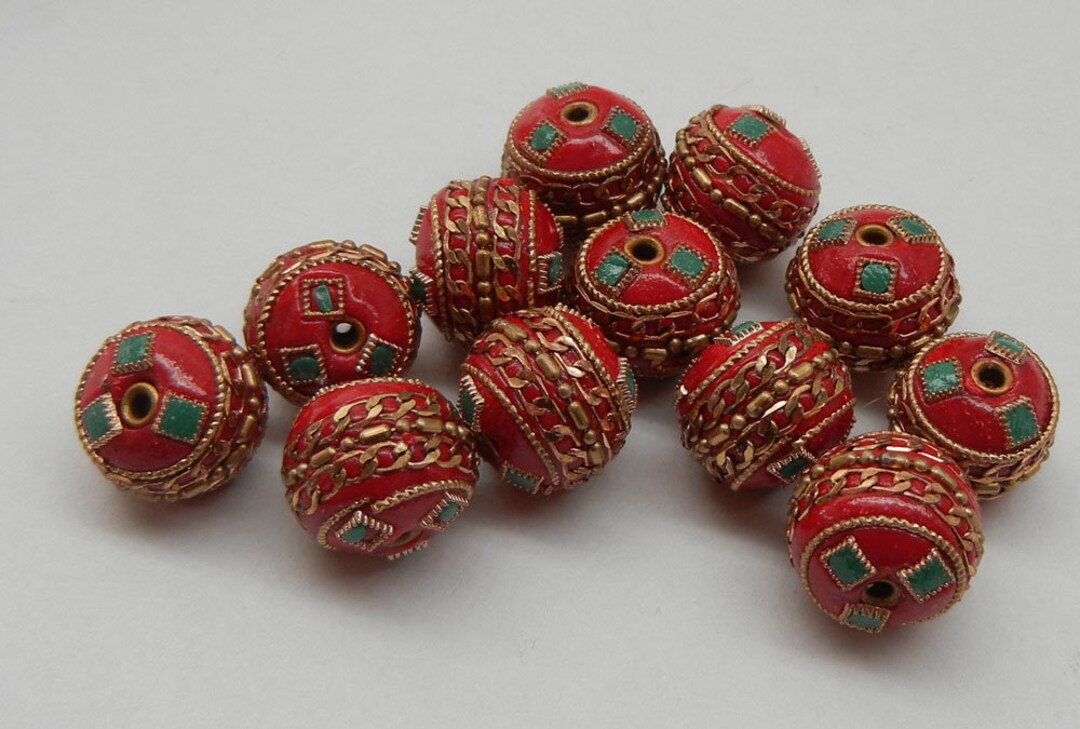 RED INDONESIA BEAD, 2 Tribal Beads, Ethnic Bead Supplies, Handmade Clay ...