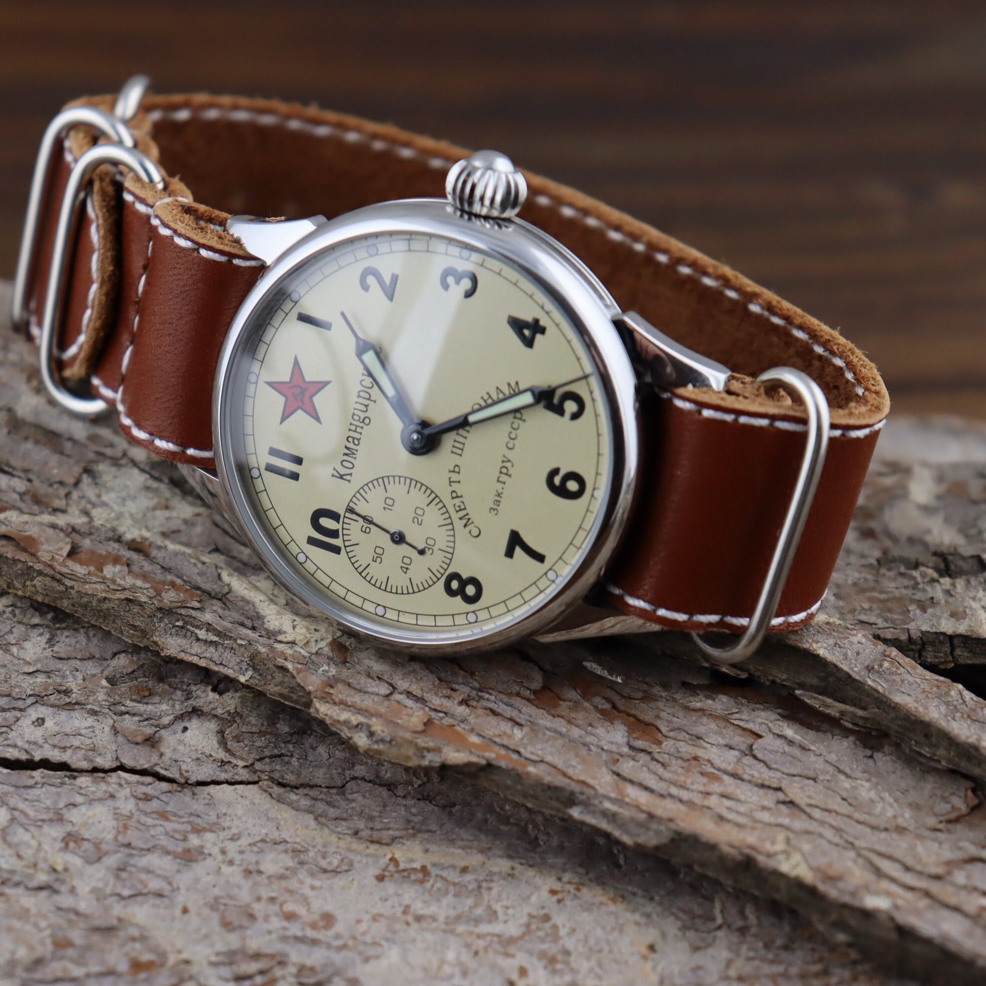 Soviet Watch Molnija Caliber 3602 With Leather Strap, Mens Vintage ...