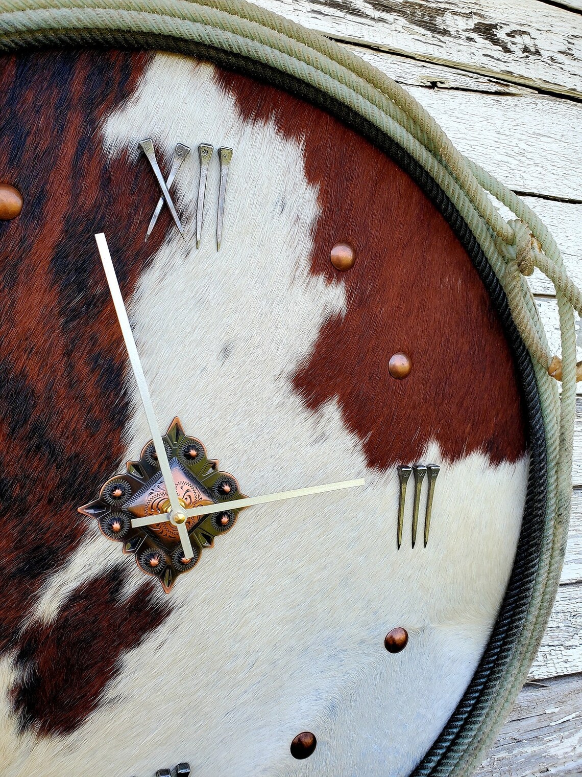 Large 24 Cowhide Lariat Clock - Etsy