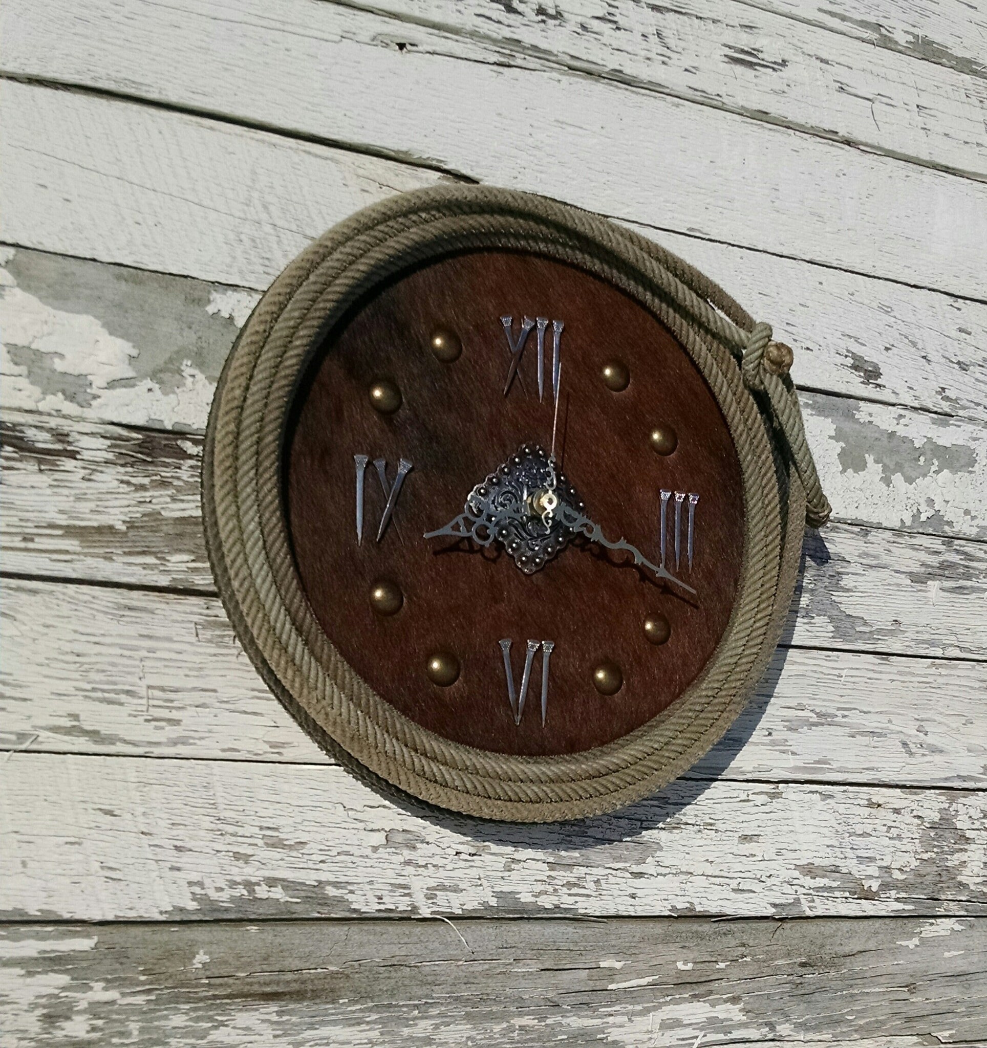 Cowhide Lariat Clock - Etsy