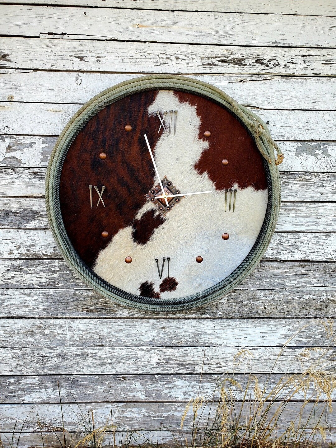 Large 24" Cowhide Lariat Clock - Etsy