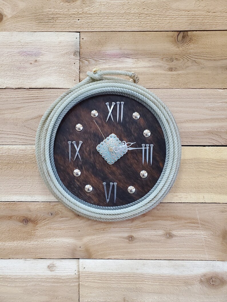 Cowhide Lariat Clock - Etsy