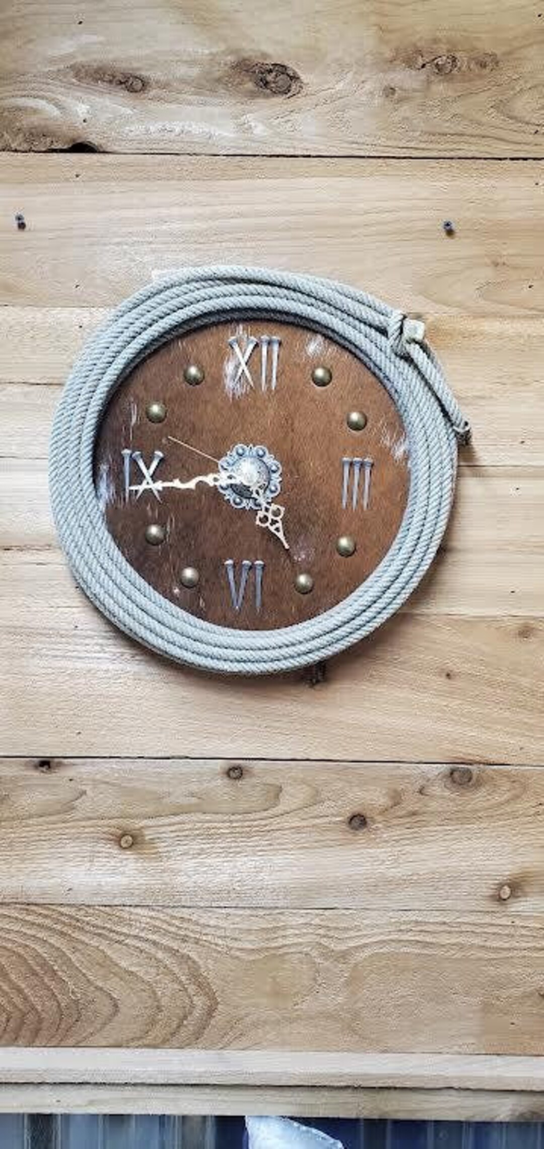 Cowhide Lariat Clock - Etsy