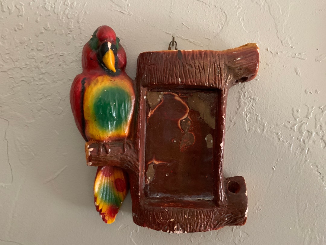1956 Wonderful CHALK PLAQUE Parrot Holds a Pad of Paper and Pencil. - Etsy