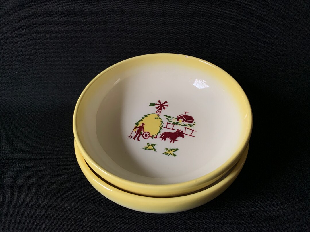 Cereal Bowls CALIFORNIA FARMHOUSE YELLOW by Brock 1950s - Sold ...