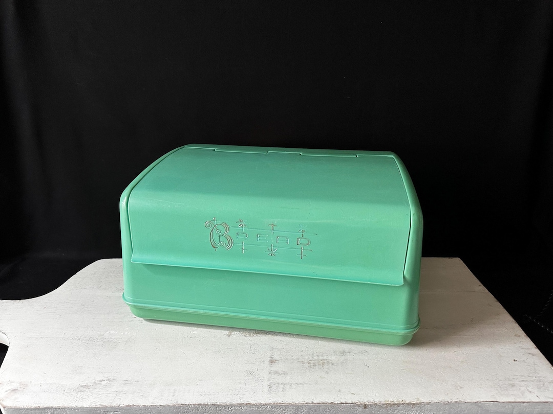 Vintage LUSTRO WARE MCM Turquoise Plastic Bread Box With Hinged Lid ...