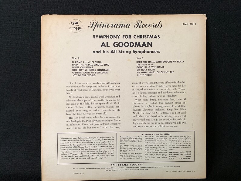 1959 Vintage Al Goodman and His All String Symphoneers Play “A ...