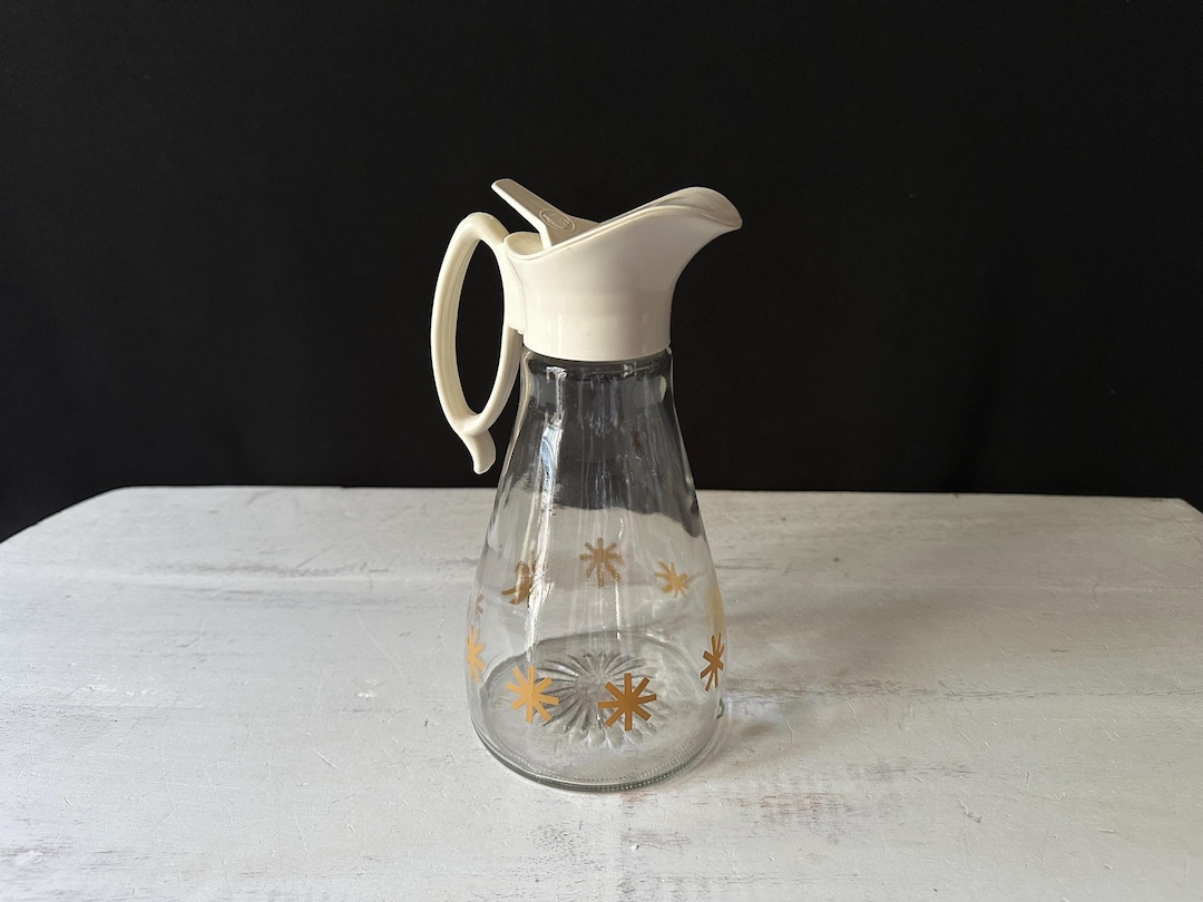 1960s LOG CABIN Glass 7.5" Syrup Dispenser With Gold Stars - Etsy