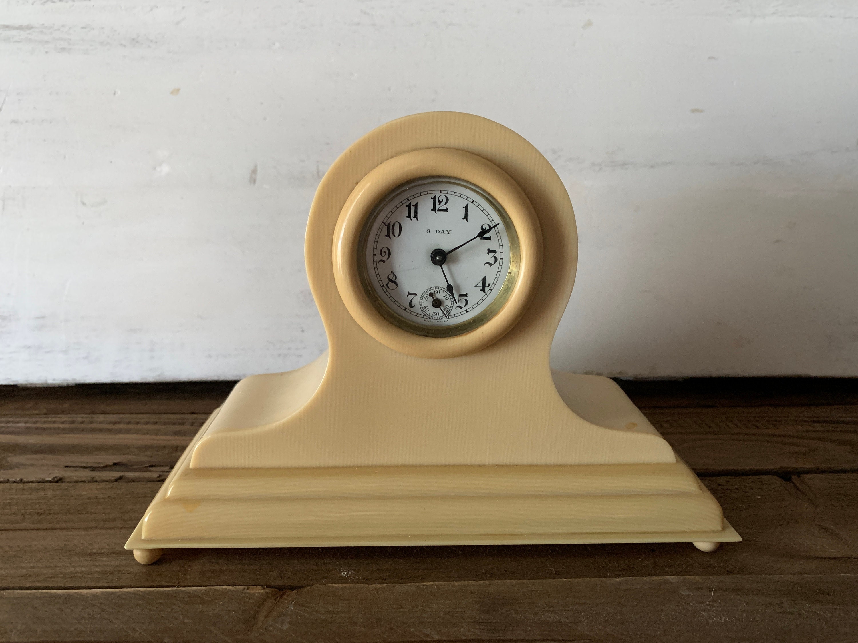 Vintage Celluloid Clocks Vintage Celluloid Mantle Clock 12 X 6” Non