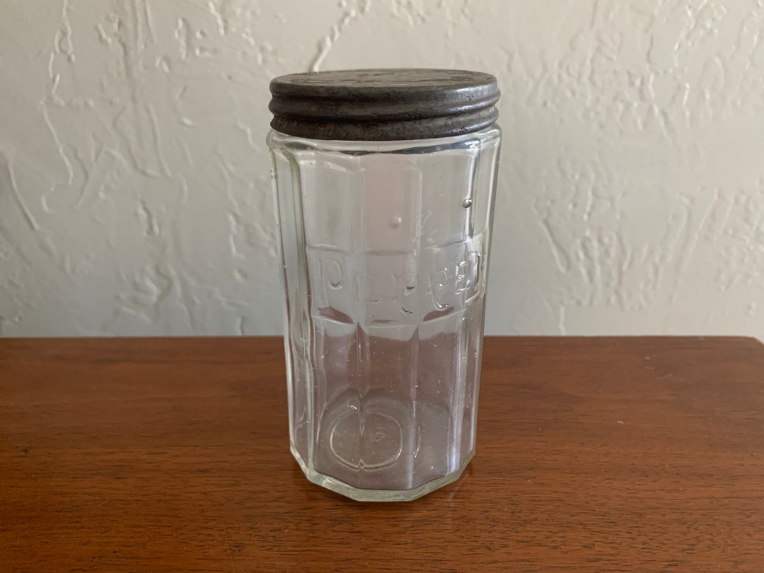 Vintage Ribbed Cabinet Glass PEPPER Storage Jar With Aluminum Lid - Etsy