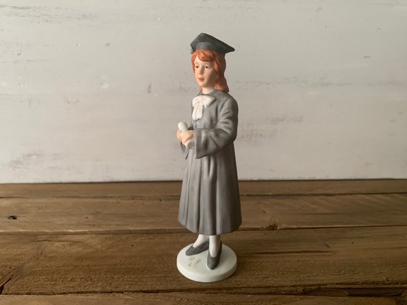 ENESCO Female Graduate Figurine Matt Gray Gown 1982 - Etsy