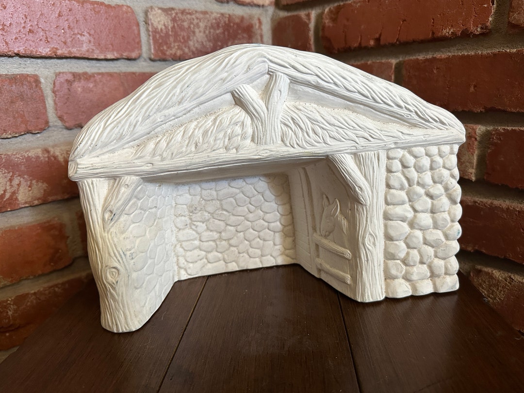 1977 MACKY Unpainted, Unfinished, Christmas Nativity Creche (stable ...