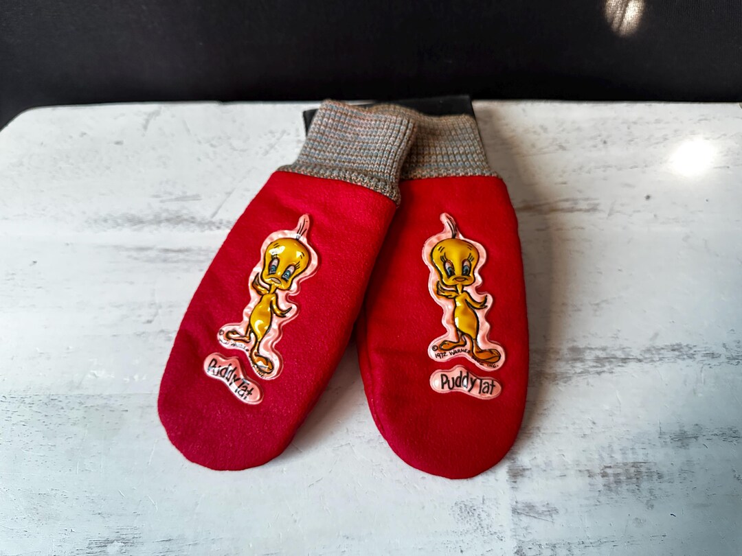 RARE 1972 Vintage Child's Mittens Red Featuring Raised Vinyl Image of ...