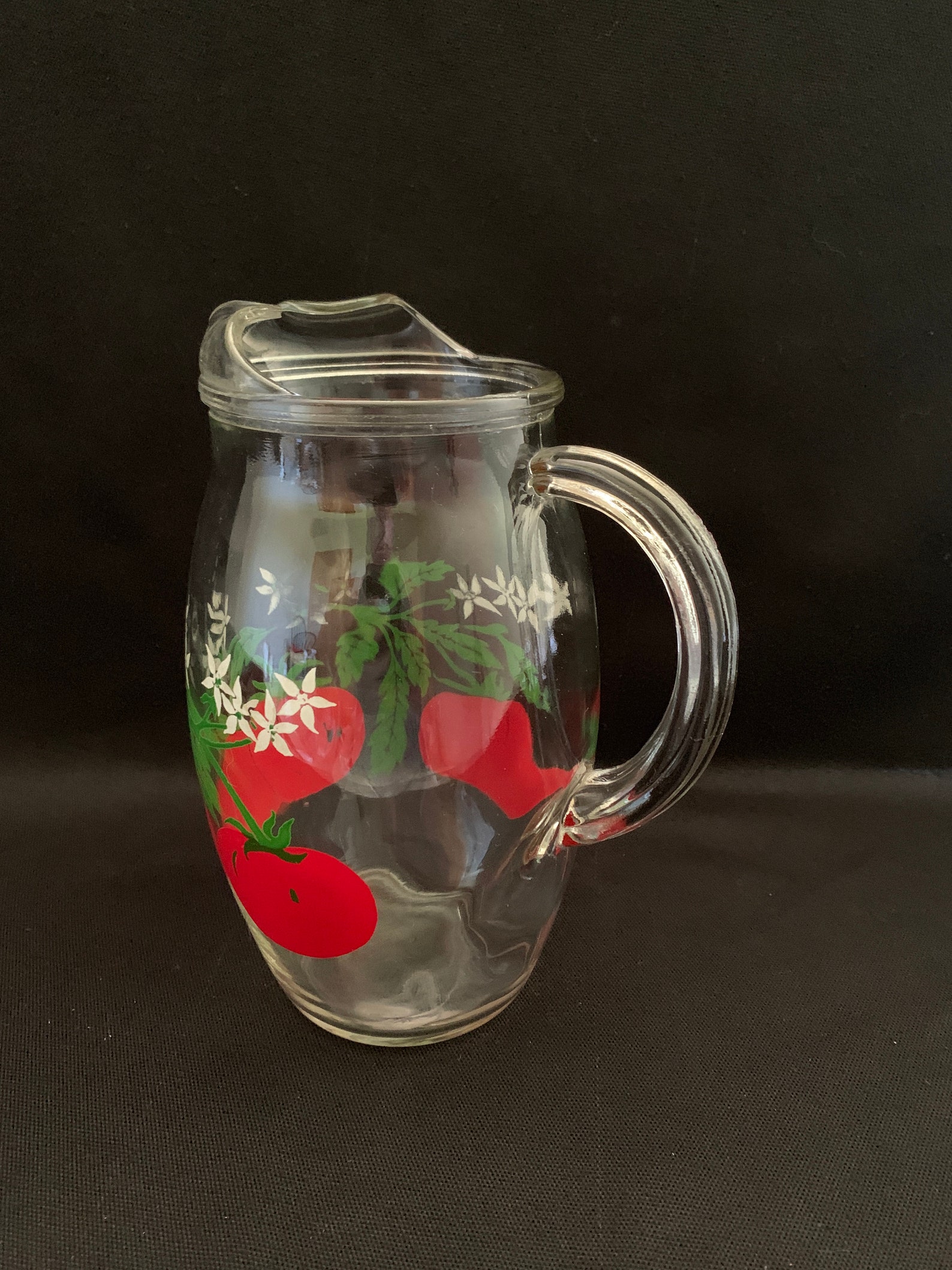 Clear Glass Juice/Water Pitcher With Red Tomatoes | Etsy
