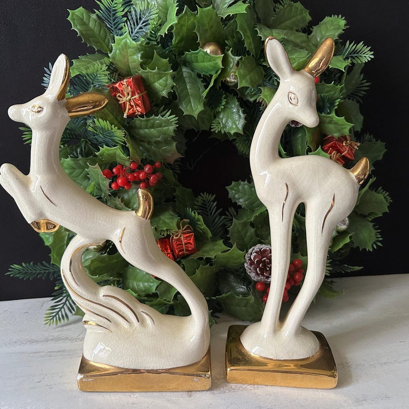 White Ceramic Deer - Etsy