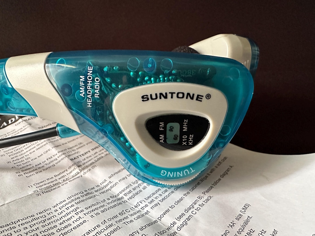1990s Vintage Suntone AM FM Radio Headphones Translucent Blue Like a ...