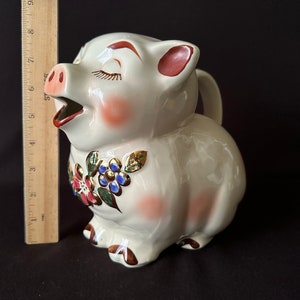 Vintage SHAWNEE Pottery Smiley Pig Pitcher With Gold Trim & Accents - Etsy