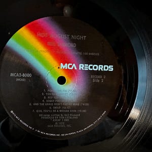 Vintage NEIL DIAMOND “hot August Night” Double Vinyl Record Album 1972 ...
