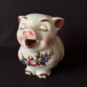 Vintage SHAWNEE Pottery Smiley Pig Pitcher With Gold Trim & Accents - Etsy