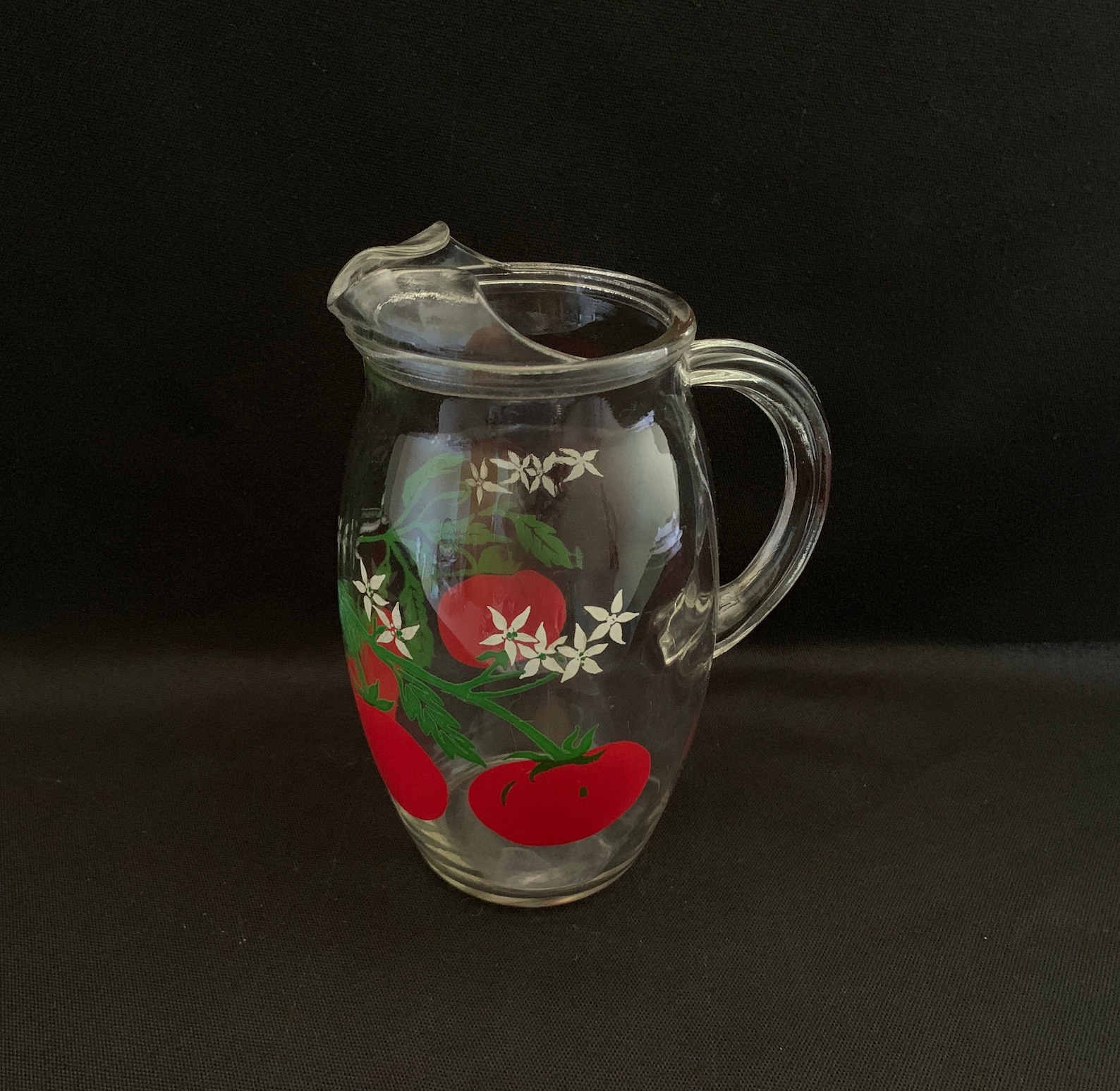 Clear Glass Juice/Water Pitcher With Red Tomatoes | Etsy