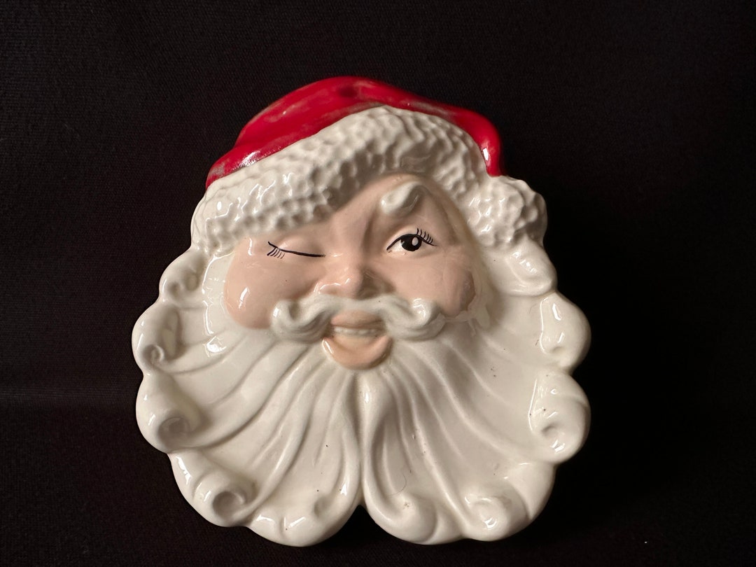 Vintage 1970s Winking Santa Face Ceramic Candy Dish or Trinket Box - Etsy