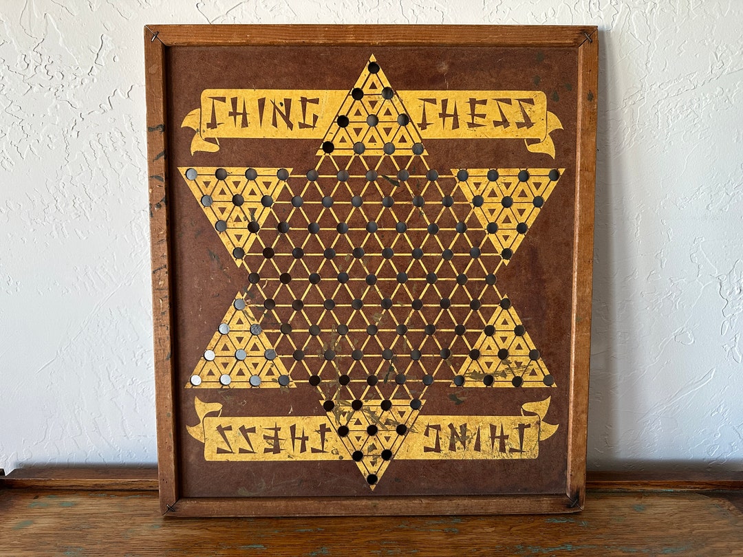 Vintage All Wood CHING CHESS Chinese Checkerboard Game - Etsy