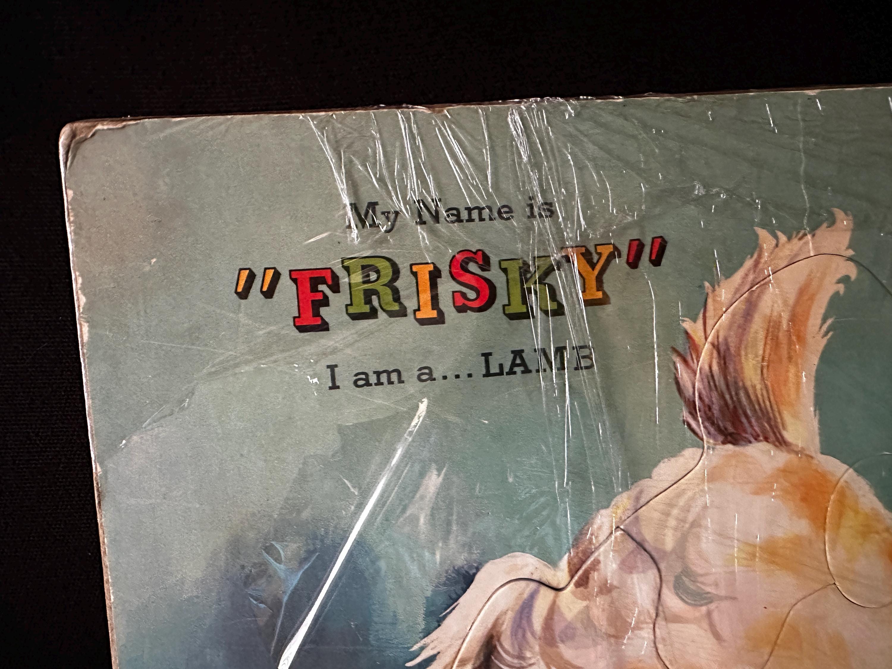 Vintage 1950's PRIZE ART Puzzel 18x14 "my Name is FRISKY-I Am A Lamb ...