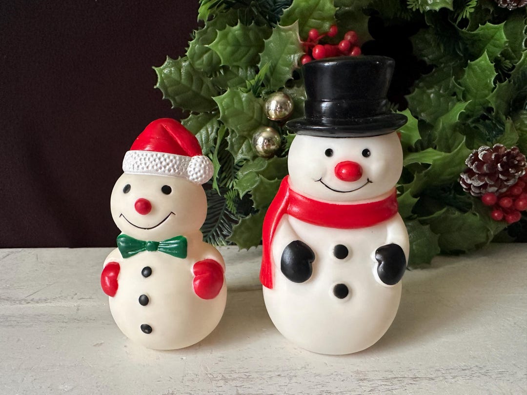 Two Very Cute Rubber Snowmen, Soft Rubber Squeeze Toys - Etsy