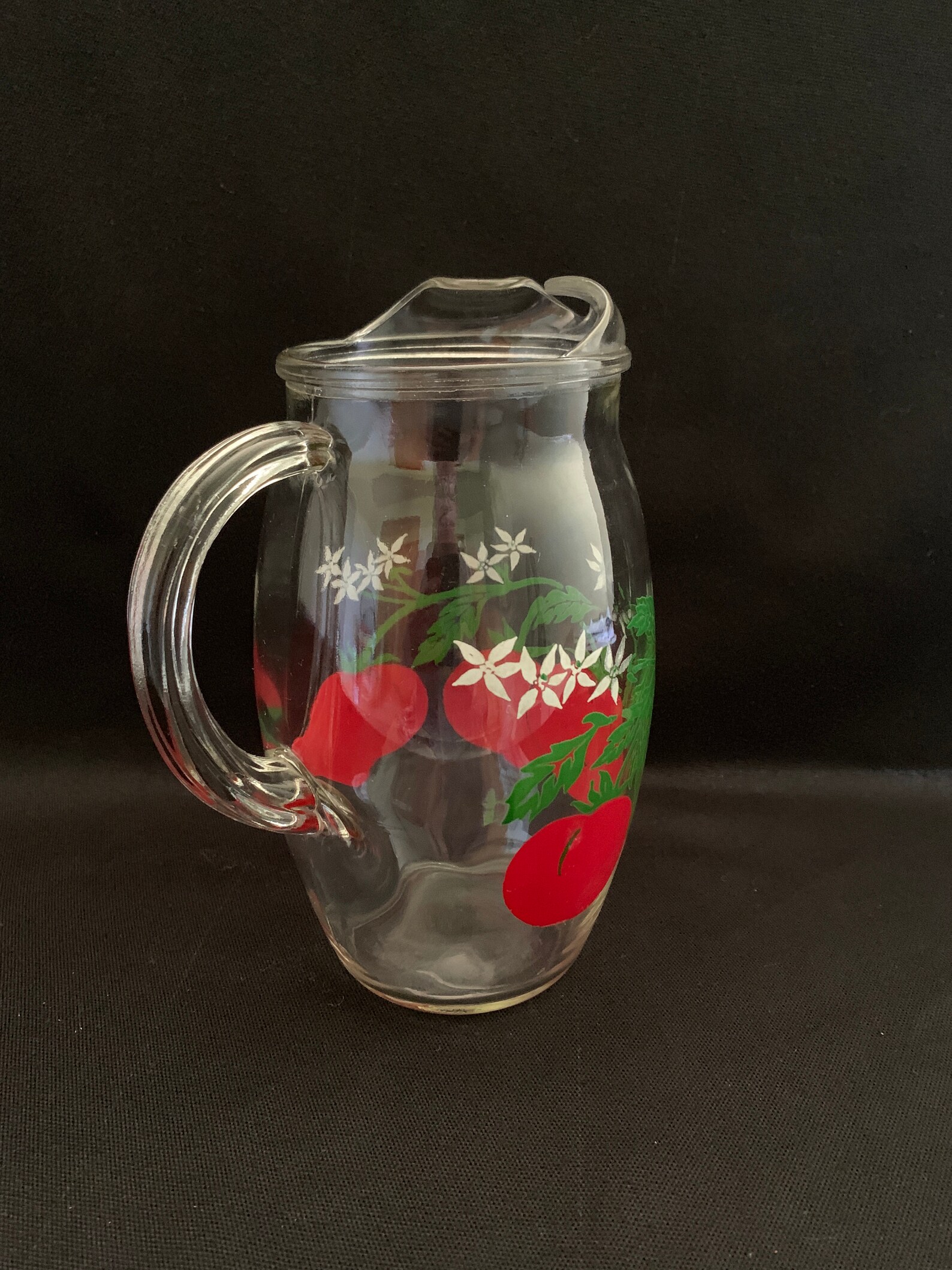 Clear Glass Juice/Water Pitcher With Red Tomatoes | Etsy