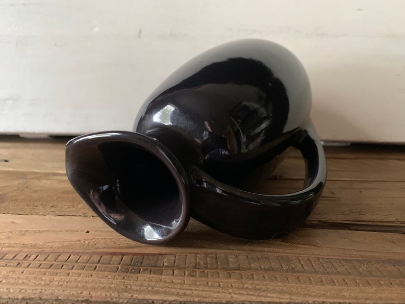 Vintage 8” Frankoma MCM Art Pottery Pitcher Mug Vase Navy Blue Glaze ...