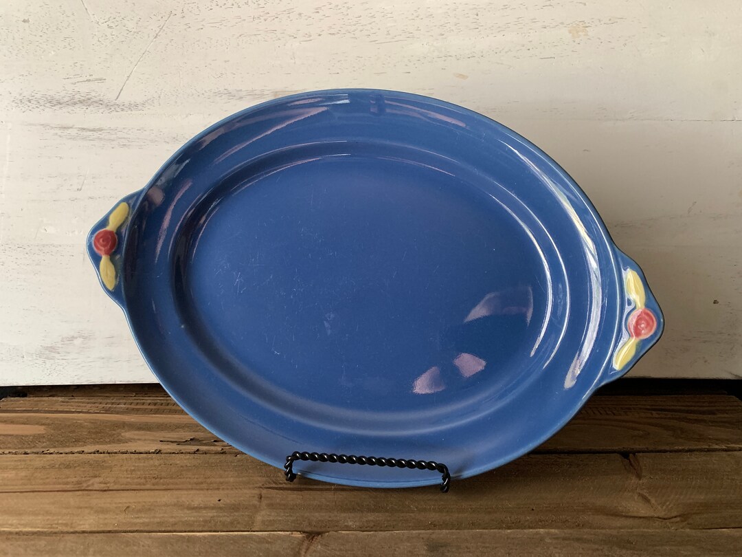 COORS POTTERY USA Rosebud Pattern Blue Platter - Etsy