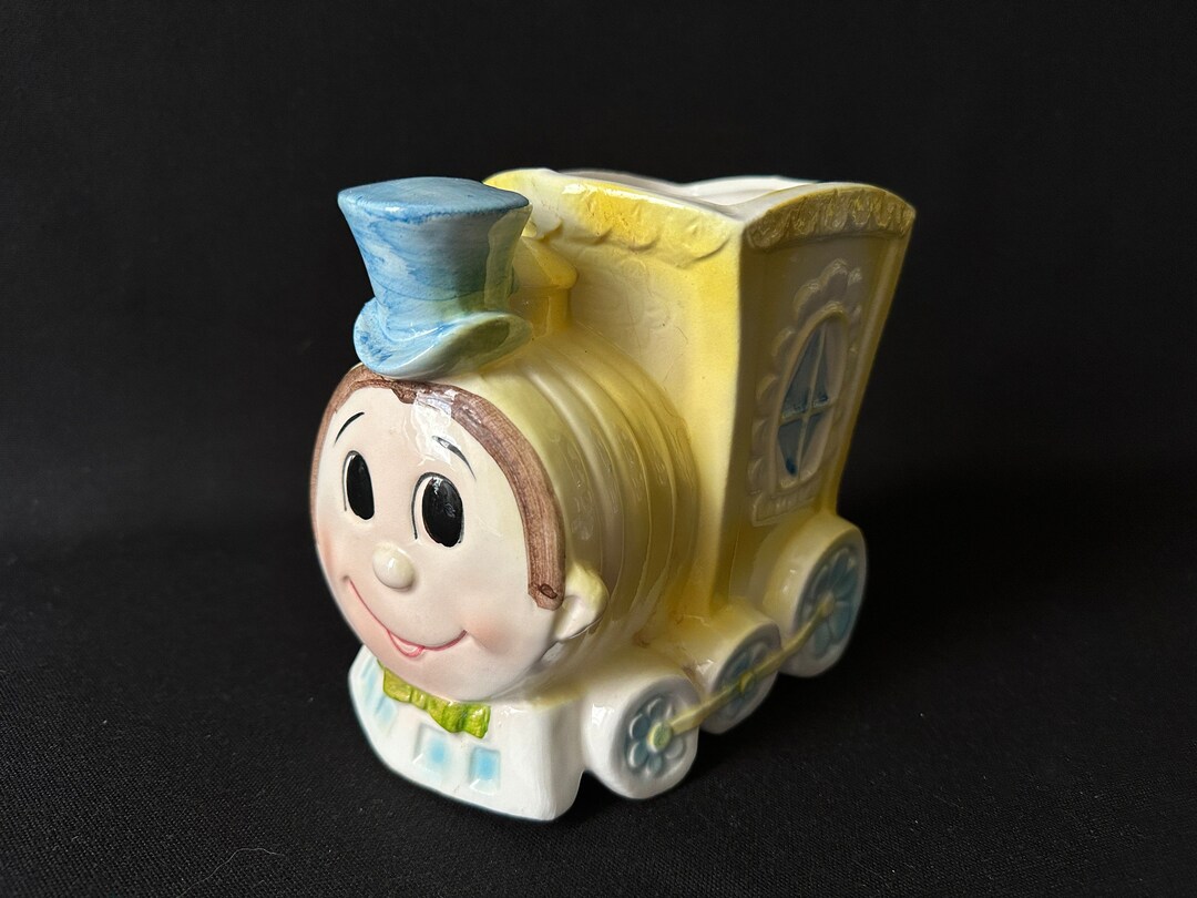1960s Lefton’s Vintage Big Eyed Yellow Ceramic Choo Choo Train Nursery ...