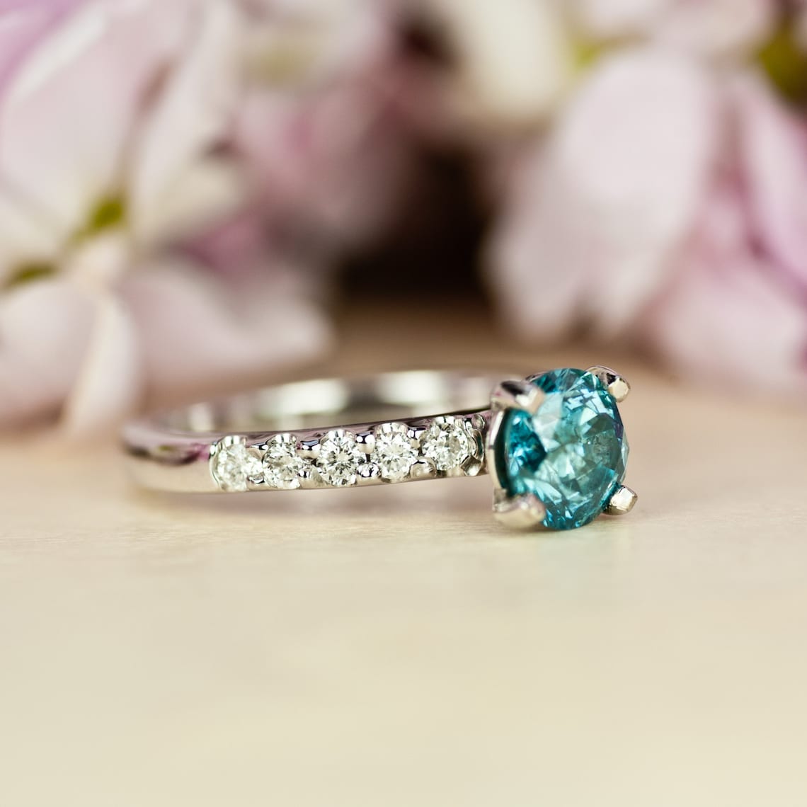 Caribbean Light Blue Diamond Engagement Ring White Gold - Etsy
