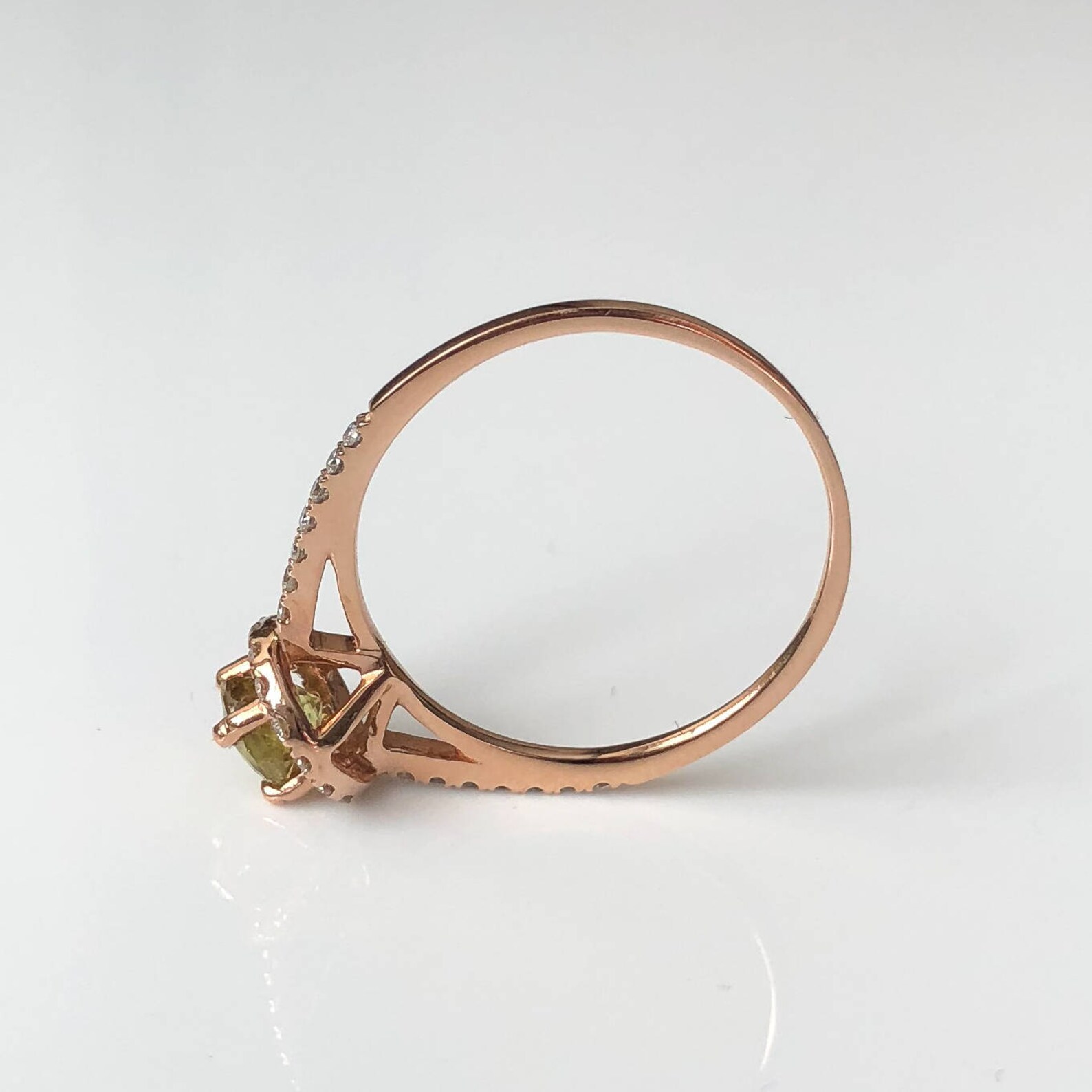 Sphene Ring, Unique Engagement Ring, Rose Gold, Yellow Gemstone, Dainty ...
