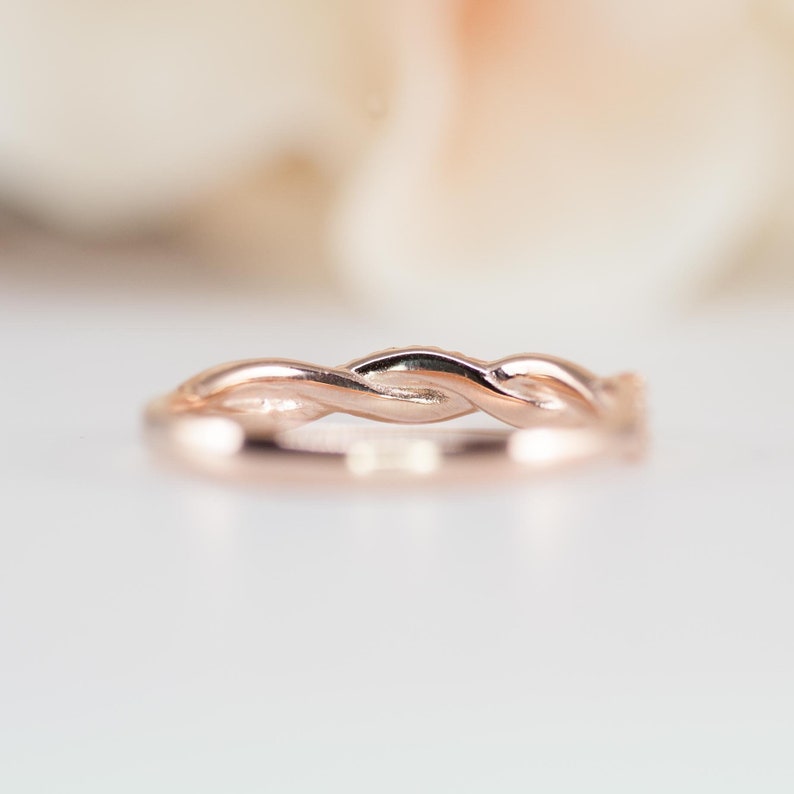 Rose Gold Twist Ring Stackable Diamonds Twist Band - Etsy