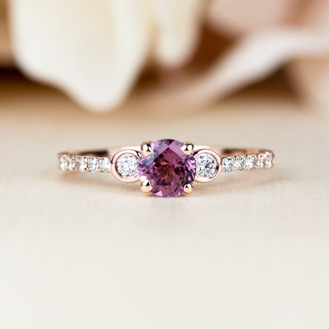 Garnet Rose Gold Ring, Natural Diamonds, Conflict Free Diamonds ...