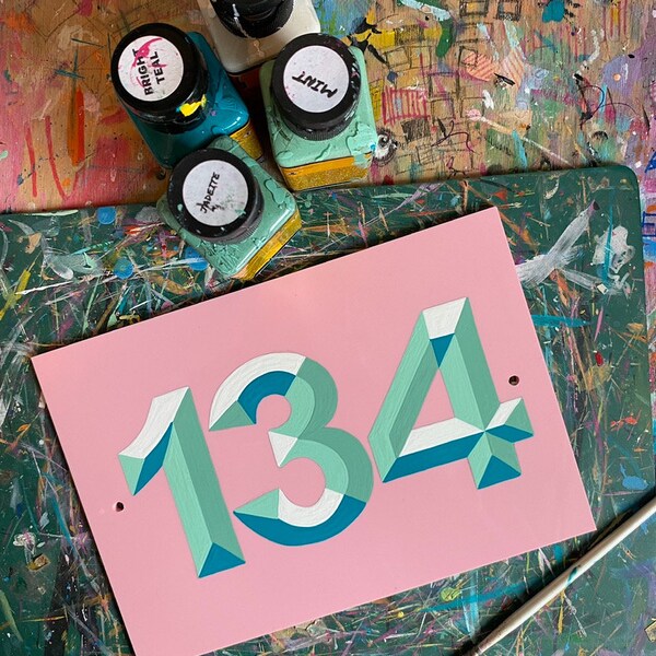 Painted House Number - Etsy