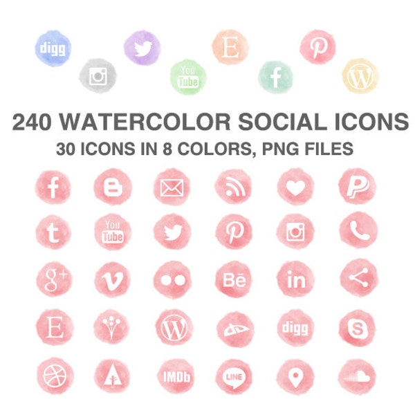 Watercolor Social - Etsy