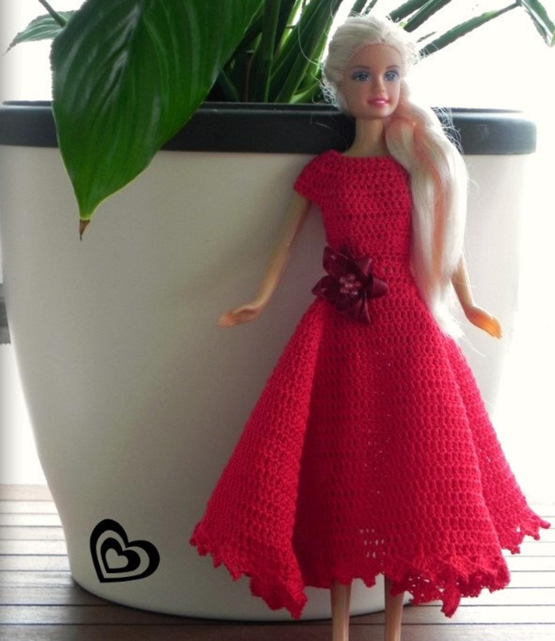 Crochet Dress for Doll, Crochet Pattern for 12-inch Doll Romantic Dress ...