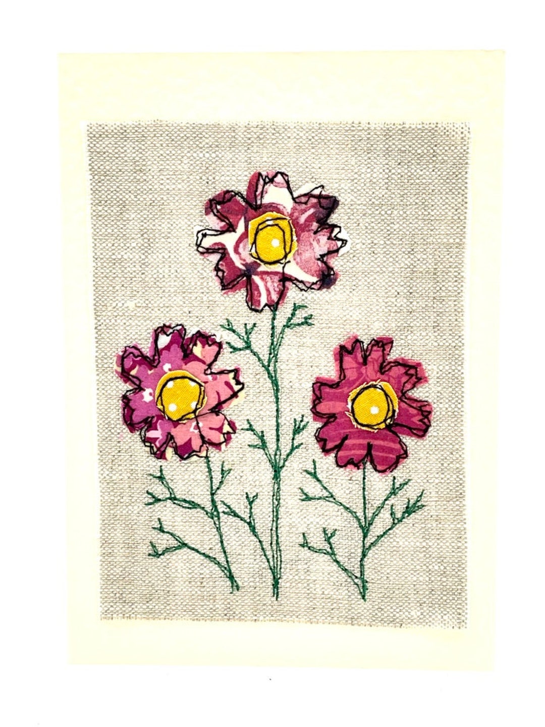 Handmade Flower Card, Original Handmade Cosmos Card, Medium Size ...